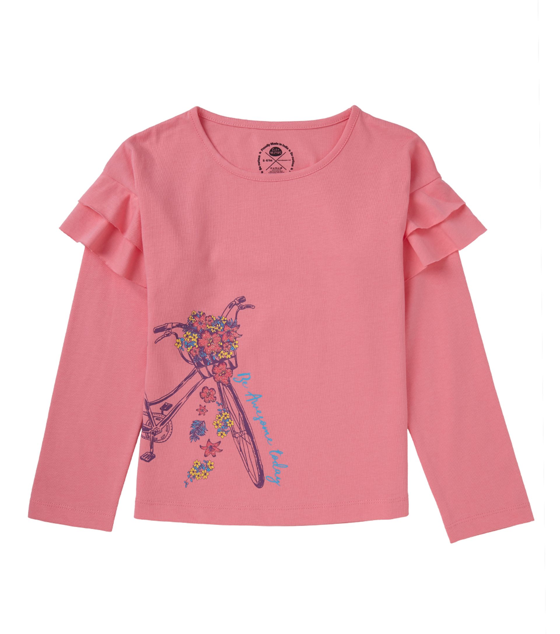 Buy Pink Drop Shoulder Fashion T-shirt for Girls (EOSS) Online at 71% ...