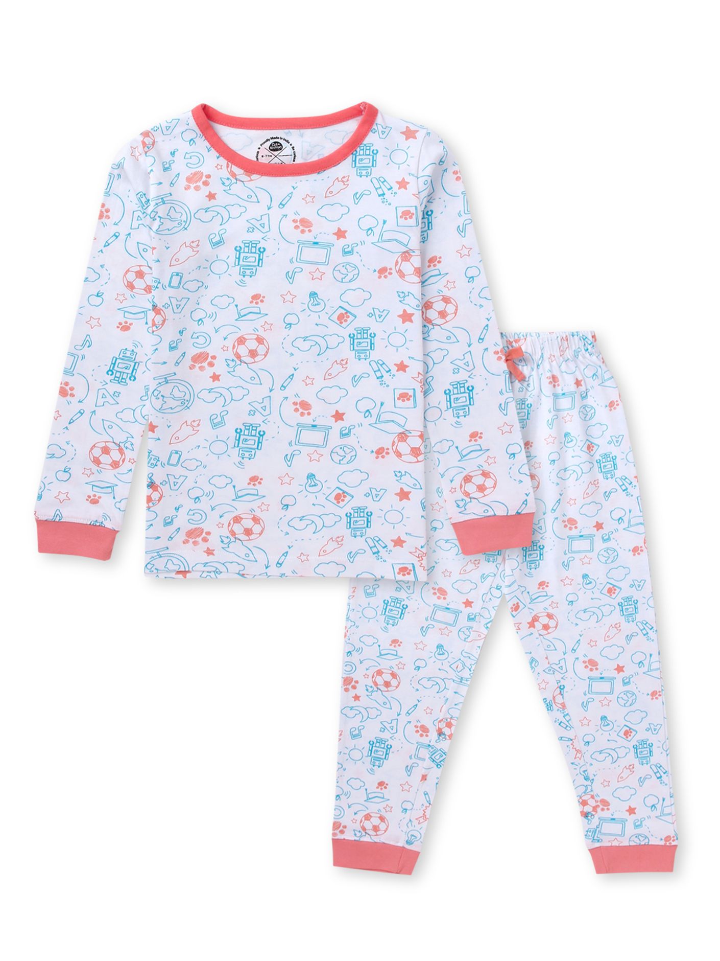Buy Girls Sleepwear Set - Multicolor AOP Print and Pyjama Online at 64% ...