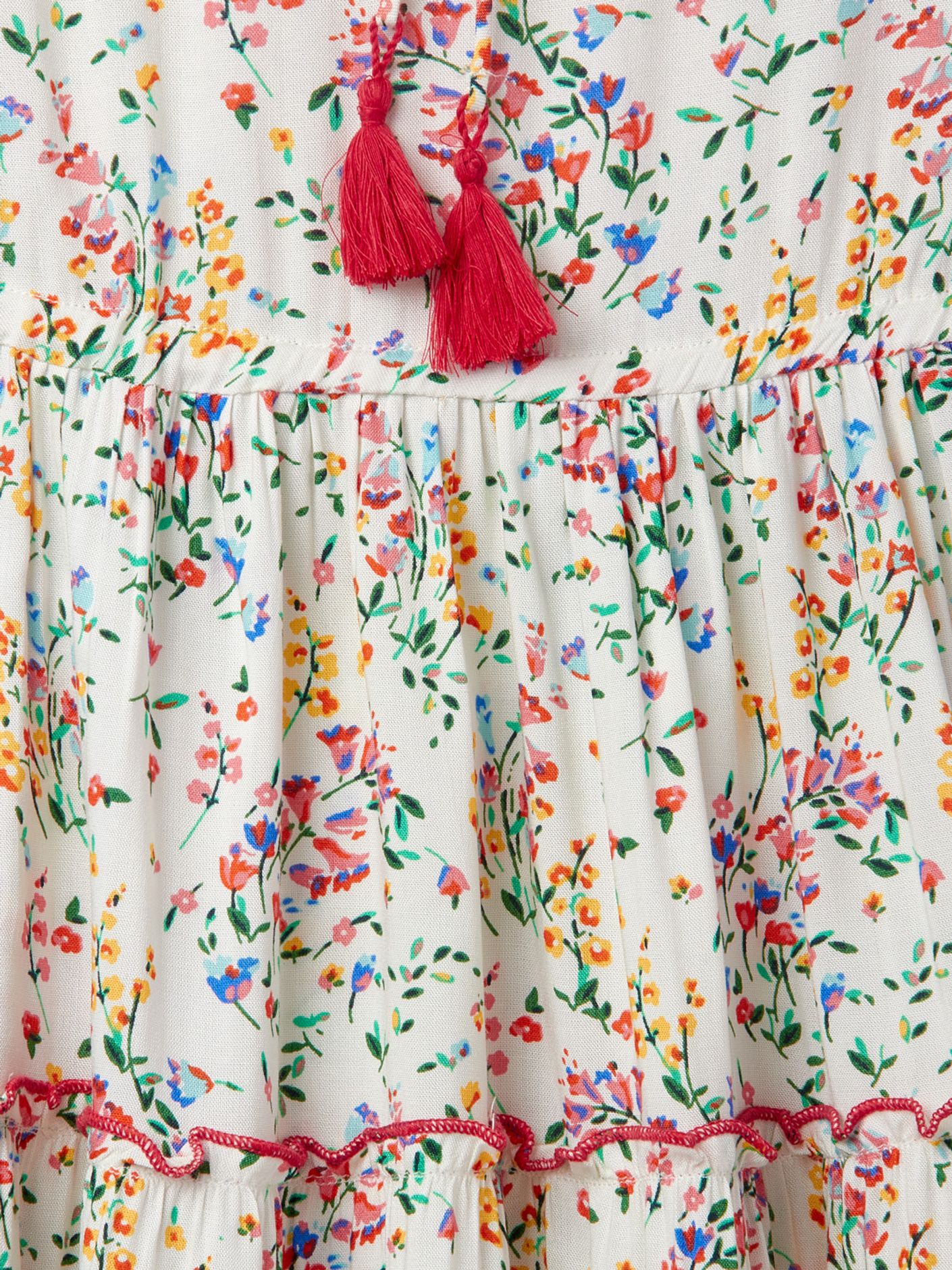 Buy Girls Rayon Sleeveless Floral Printed Knee Length Dress With Ethnic ...