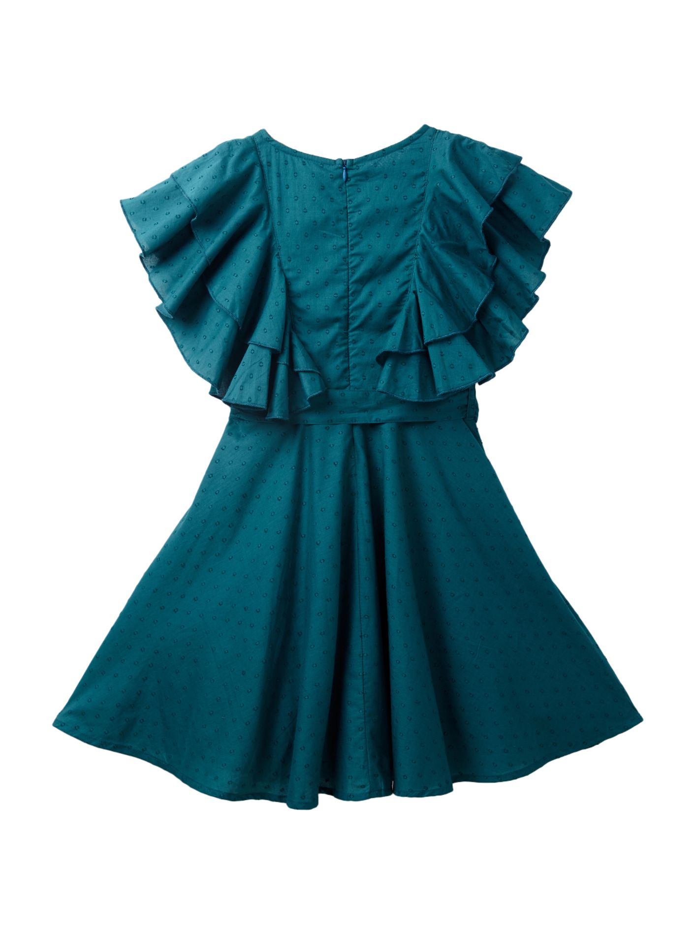 Buy Girls Green Double Waterfall Ruffle Dress Online at 40% OFF | Cub ...