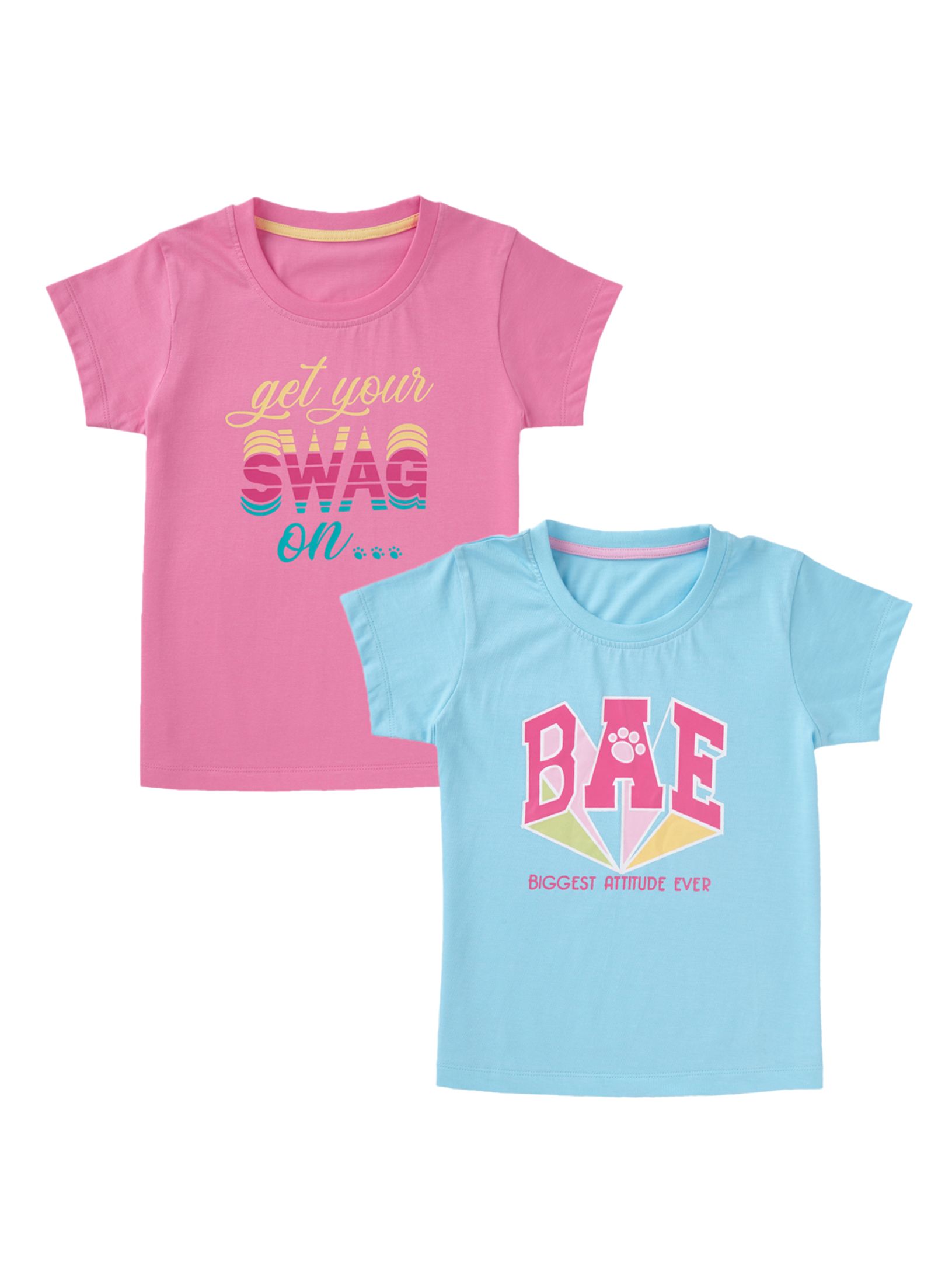 Buy Girls Combo Pack Slogan Tshirts Online at 73% OFF | Cub McPaws