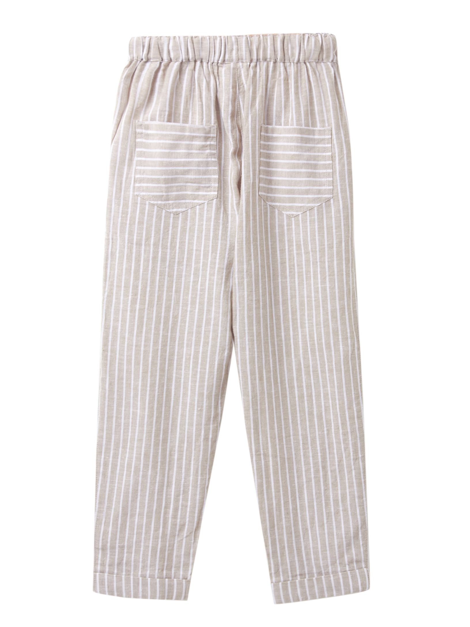Buy Girls Linen Blend Khaki Striped Trouser Online at 50% OFF | Cub McPaws