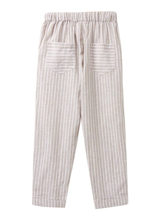 Buy Girls Linen Blend Khaki Striped Trouser Online at 50% OFF | Cub McPaws