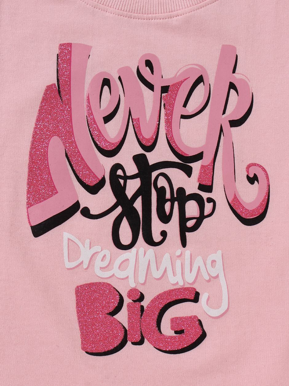 Buy Girls Pink Crop Top with Glitter Print Online at 50% OFF | Cub McPaws