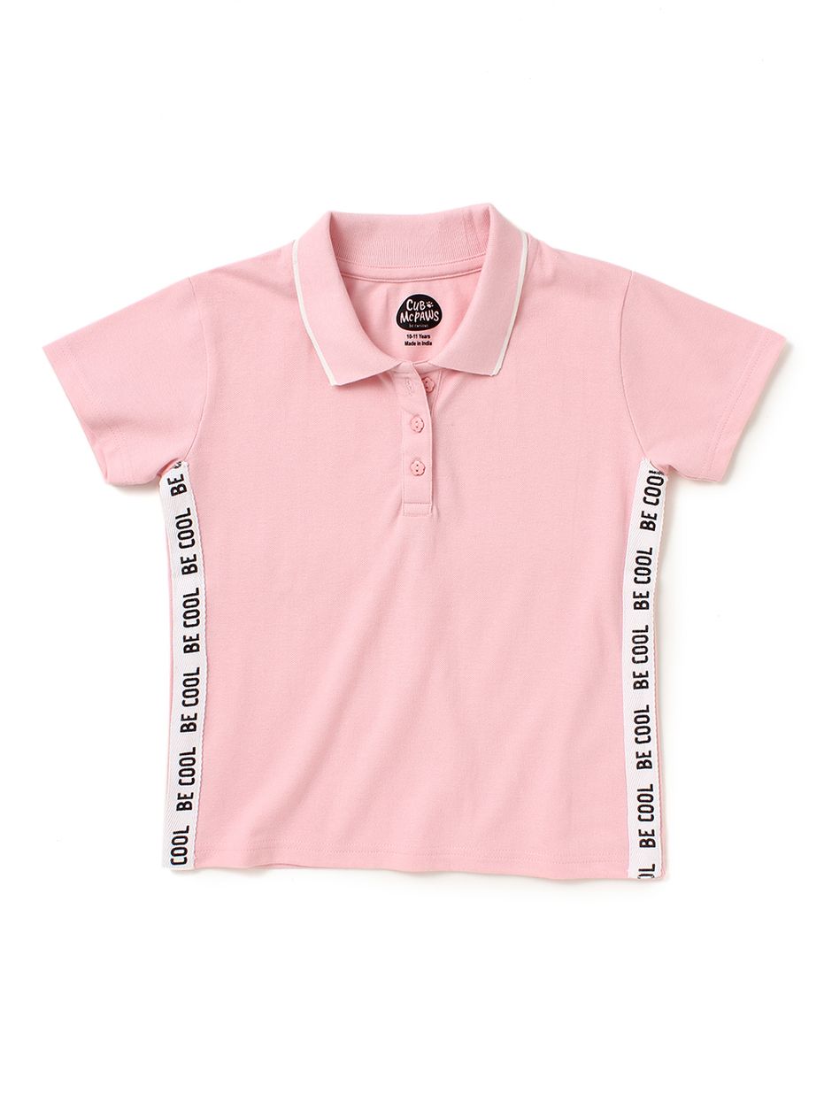 Buy Girl Pink Fashion Polo Athleisure T-shirt (EOSS) Online at 35% OFF ...