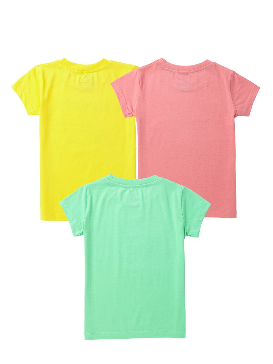 Buy Brilliant Basic Girls Pack of 3 Half Sleeves T-shirts (EOSS) Online ...