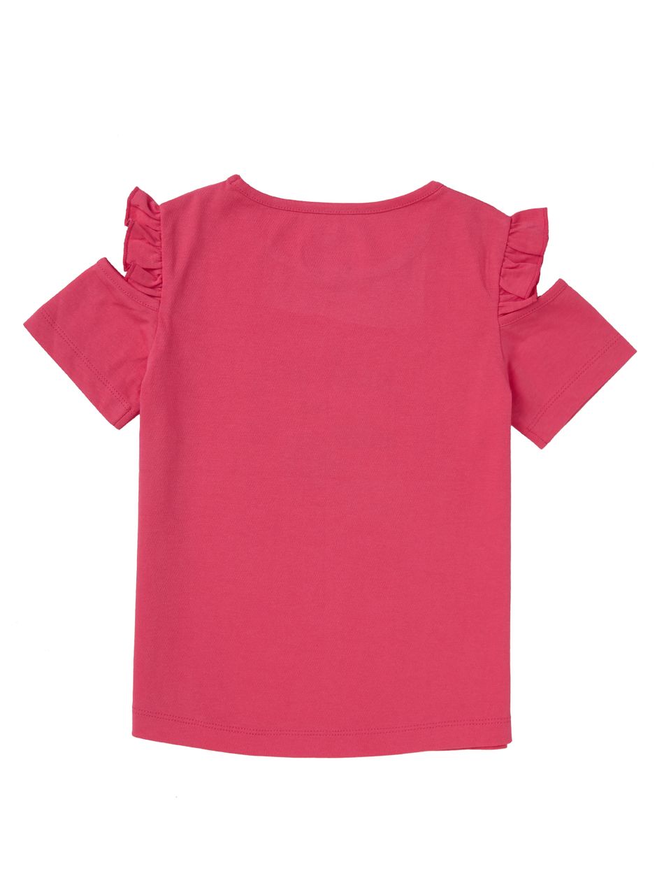 Buy Dark Pink Cold Shoulder Fashion T-shirt for Girls (EOSS) Online at ...
