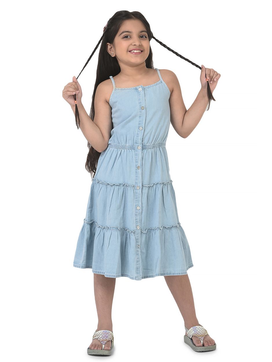 Girls Denim Dress - Buy Girl's Denim Knee Length Dress Online in India ...