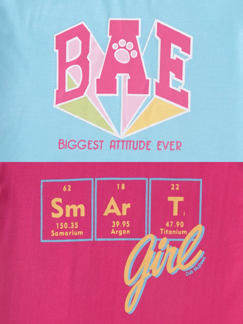 Buy Girls Combo Pack Slogan Tshirts Online at 73% OFF | Cub McPaws