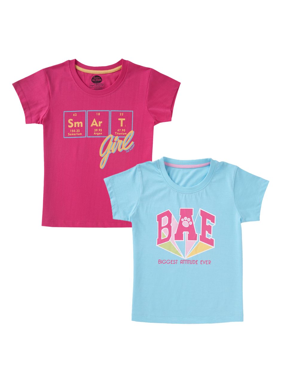 Buy Girls Combo Pack Slogan Tshirts Online at 73% OFF | Cub McPaws